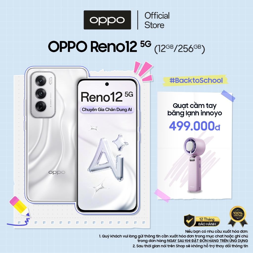 [Voucher 1500k] Điện Thoại OPPO Reno12 5G (12GB/256GB) | Camera AI | SUPERVOOC 80W - Hàng chính ...