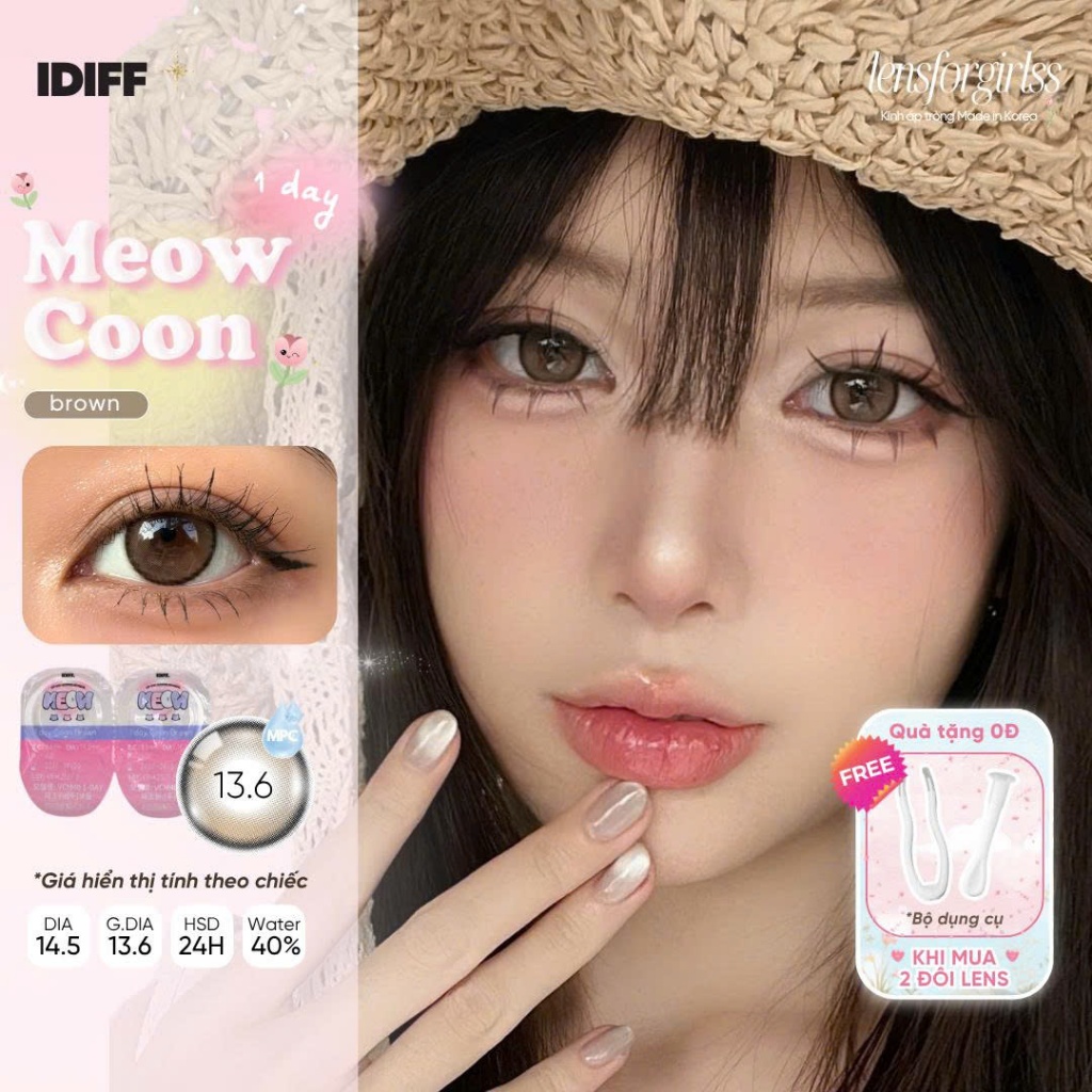 Lens 1 ngày | Kính áp tròng GIÃN TRÒNG hack mắt MEOW COON BROWN Dia 14 ...