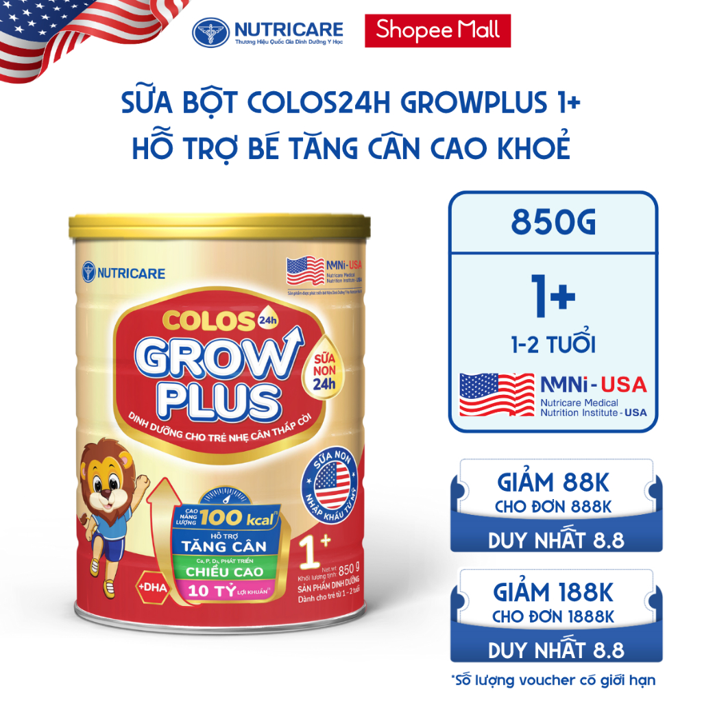 Sữa Bột GROW PLUS Colos 24h Nutricare Từ 0-10 Tuổi Giúp Bé Tăng Cân ...