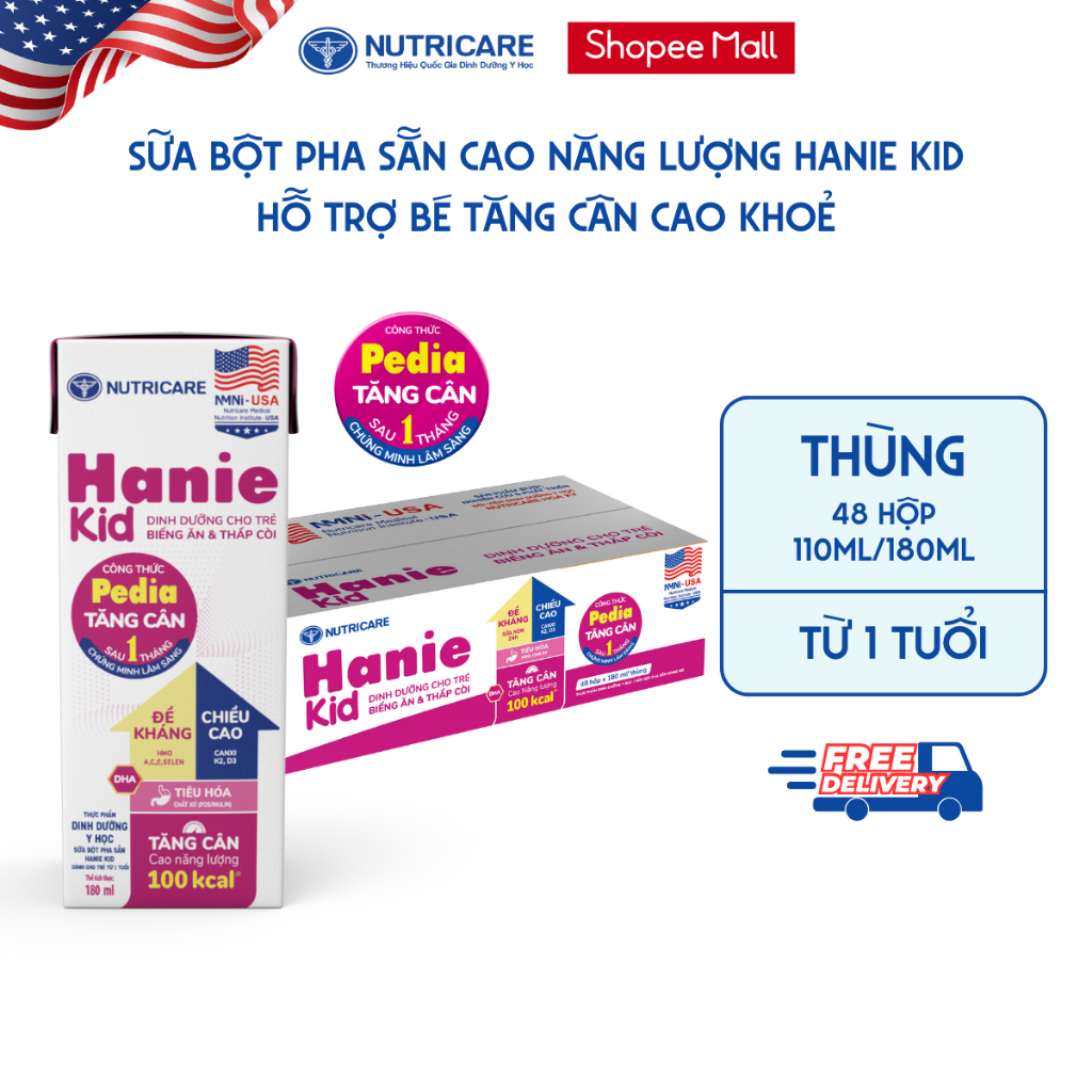 Thùng 48 Hộp Sữa Bột Pha Sẵn HANIE KID Nutricare Bé Suy Dinh Dưỡng ...