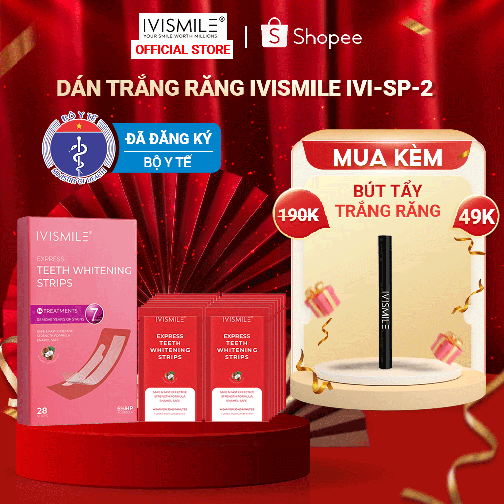 Miếng dán làm trắng răng Ivismile IVI-SP-2 trắng nhanh liệu trình 7 ngày không ê buốt - Hộp 14 ...