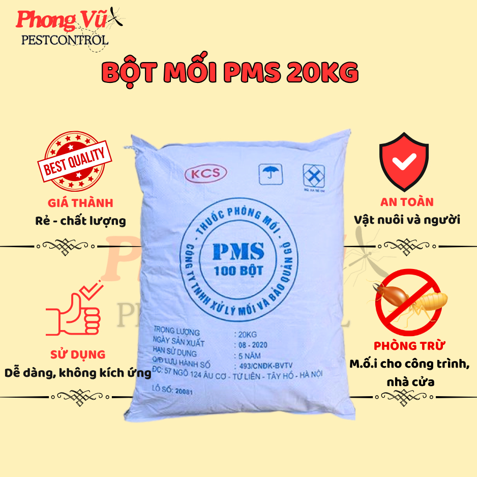 Bột chống m.ố.i PMS 100 bao 20kg: dùng cho công trình, nhà cửa (đơn từ ...