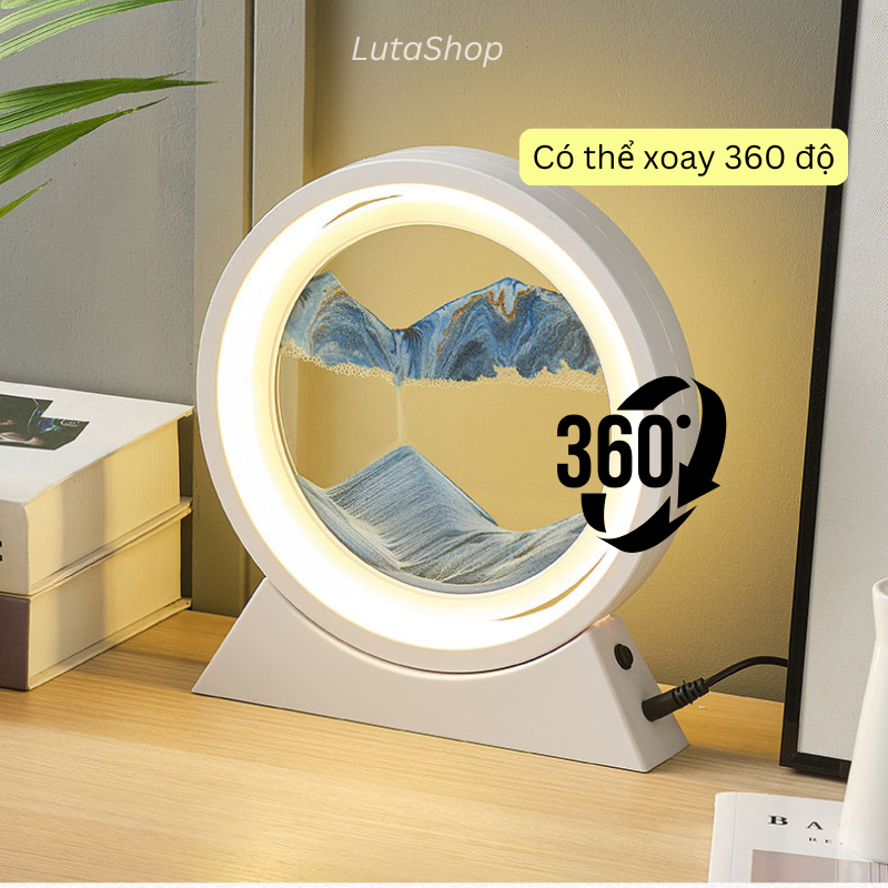 Đồng Hồ Cát 3D Cam, Xoay 360 Độ, Decor Hiện Đại, Quà Tặng Tân Gia Cao ...