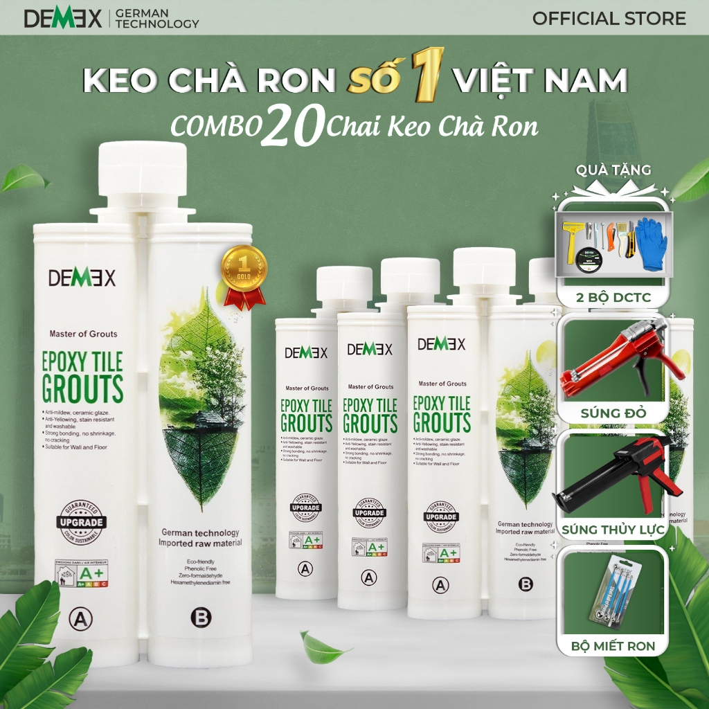 Combo 20 Chai Keo Chà Ron Demex 2 Thành Phần (Tặng 2 Bơm Keo, 2 DCTC, 1 ...