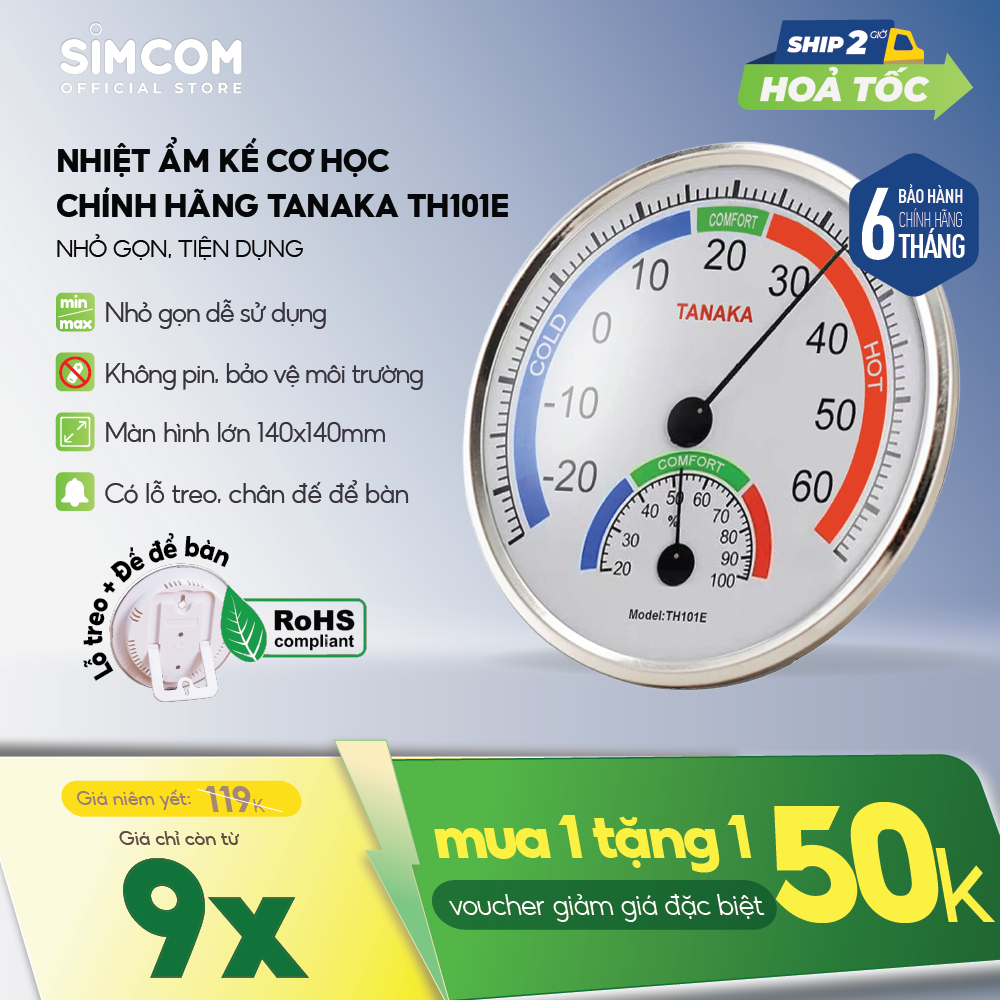 Nhiệt ẩm kế cơ học TANAKA TH101E công nghệ nhật bản, chính xác, sử dụng ...