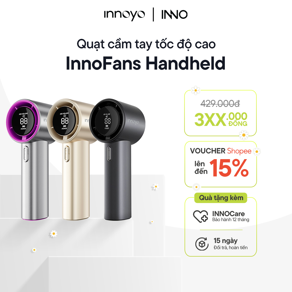 Quạt cầm tay tốc độ cao INNOYO | 160 cấp độ | Dung lượng 3600mAh | BH 6 ...