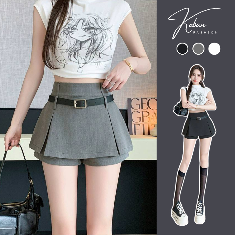 [KB66] Chân váy xòe KOBAN, quần váy xếp ly phía sau 3 màu Đen, Trắng, Ghi siêu xinh mặc đi chơi ...