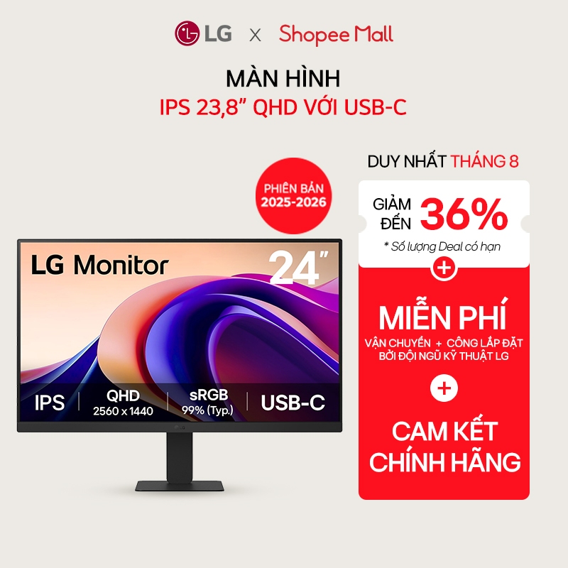 [Chỉ giao Miền Nam/ Miền Bắc] - 24U631A-B - Màn hình IPS 23,8” QHD với USB-C | Shopee Việt Nam