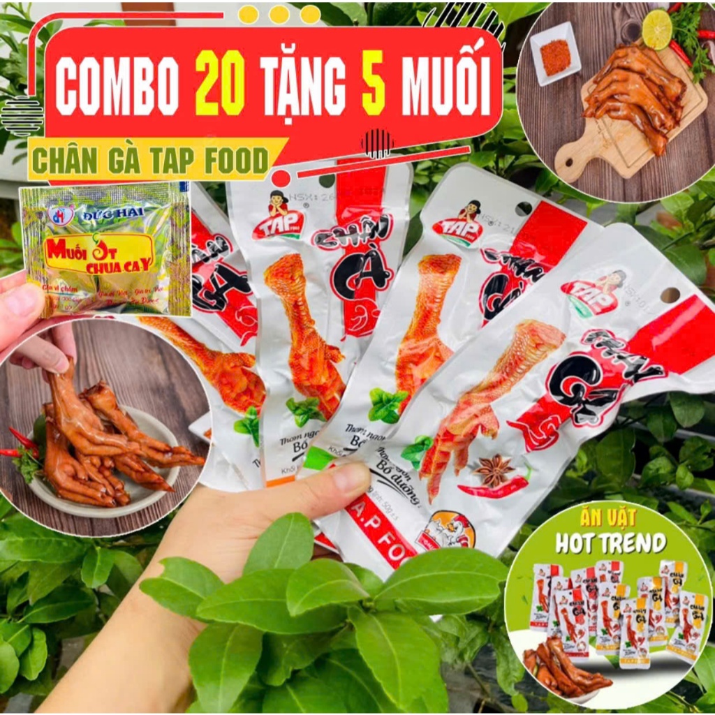 (COMBO 20 GÓI TẶNG 5 MUỐI CHẤM) CHÂN GÀ ĐÔI TAP FOOD 58G, CHÂN GÀ SIZE ...