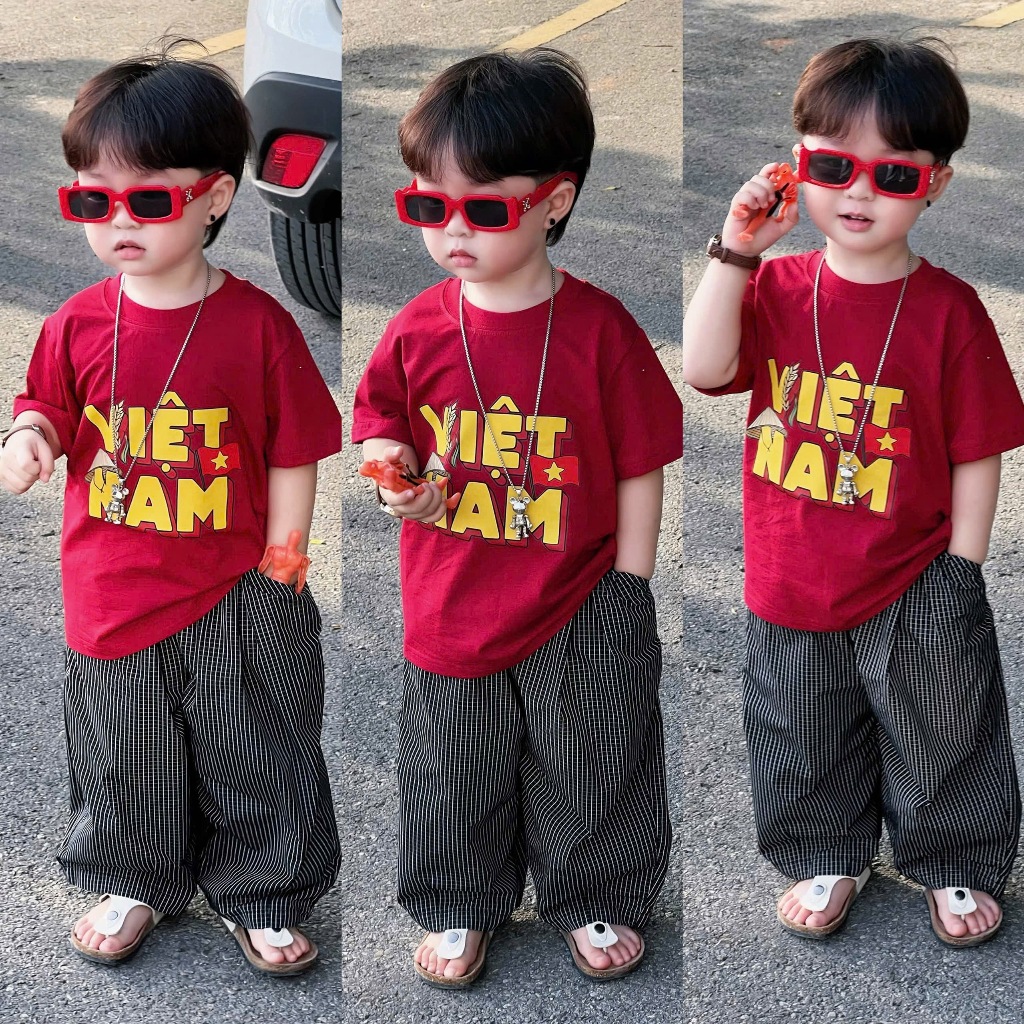 Áo thun cho bé hình Việt Nam chữ vàng, áo phông gia đình,áo nhóm mùng 2 ...