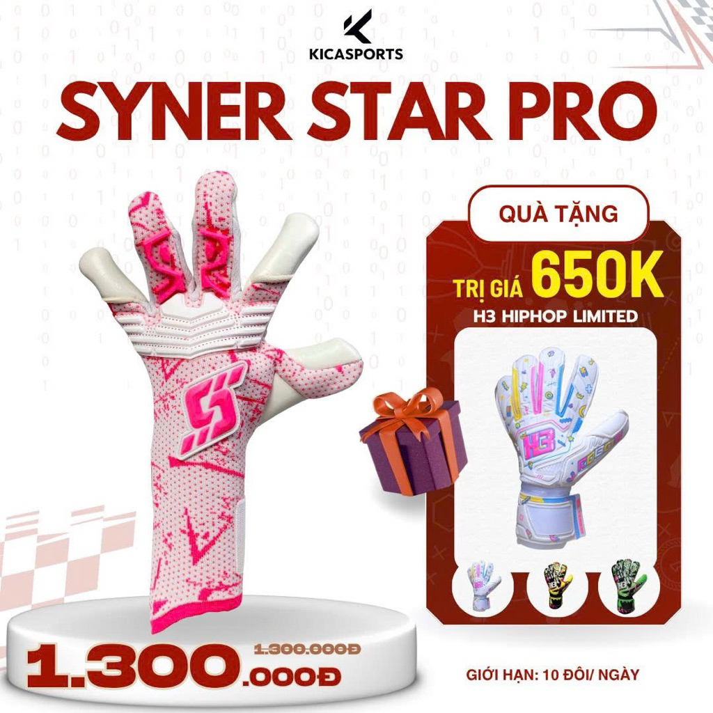 [MUA 1 TẶNG 1] Găng tay thủ môn Syner Star Hồng MÚT PROFESSIONAL ...