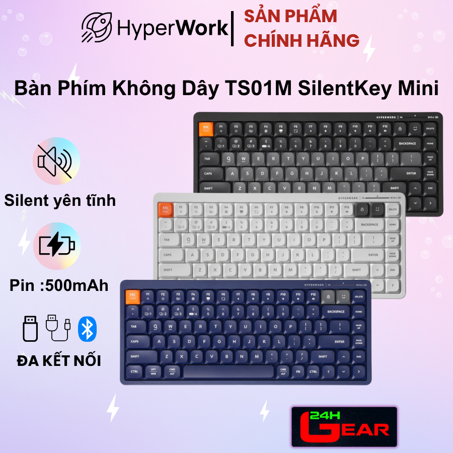 Bàn phím không dây HyperWork SilentKey Mini TS01M - Chính hãng | Shopee ...