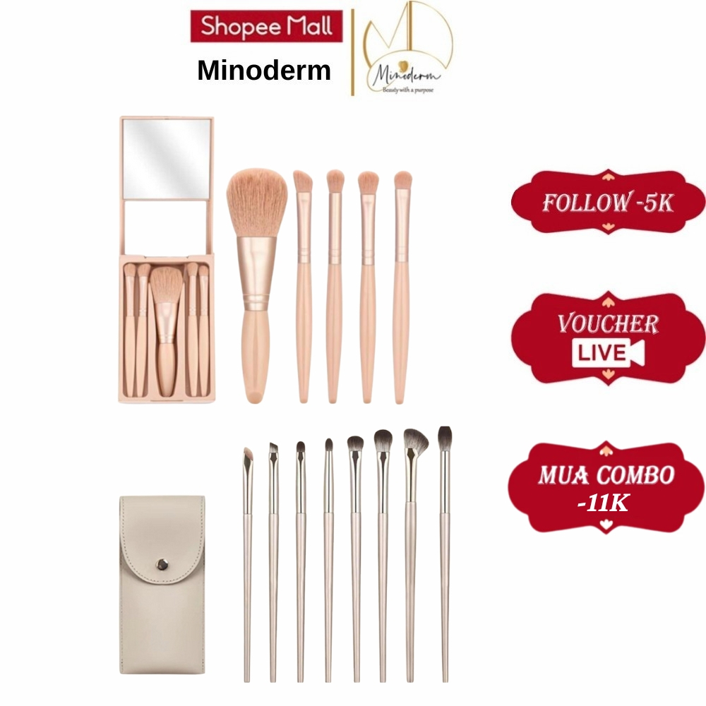 Bộ cọ trang điểm MINODERM làm đẹp chuyên nghiệp, tán mịn, không bám vết ...