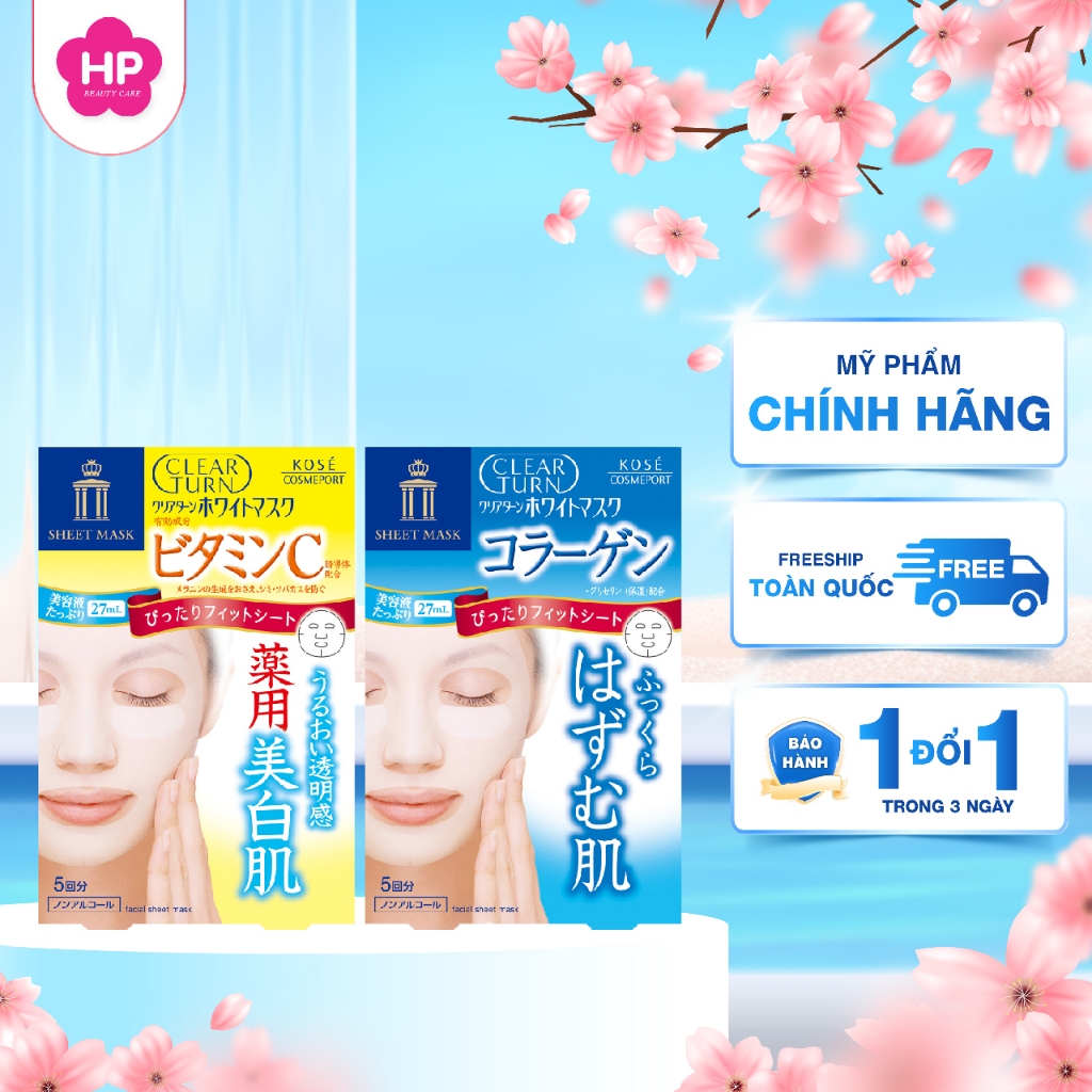 Mặt Nạ Giấy Dưỡng Trắng Collagen Kosé Softymo Clear Turn White Mask VC ...