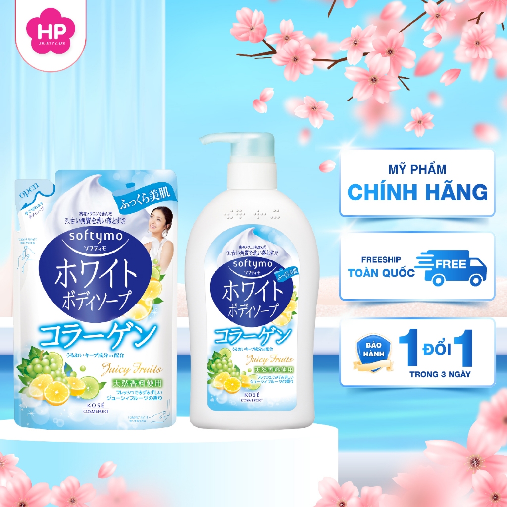 Sữa Tắm Dưỡng Trắng Mịn Da Chiết Xuất Collagen Kosé Softymo Body Soap ...