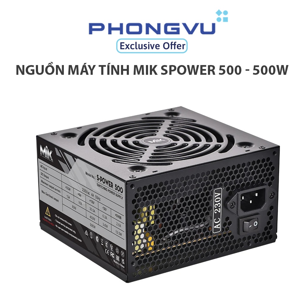 Nguồn máy tính MIK SPOWER 500 - 500W - Bảo hành 36 tháng | Shopee Việt Nam