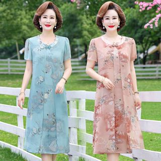 Váy voan lụa trung niên cao cấp V56 - Đầm thu đông cao cấp cho mẹ, bà ...