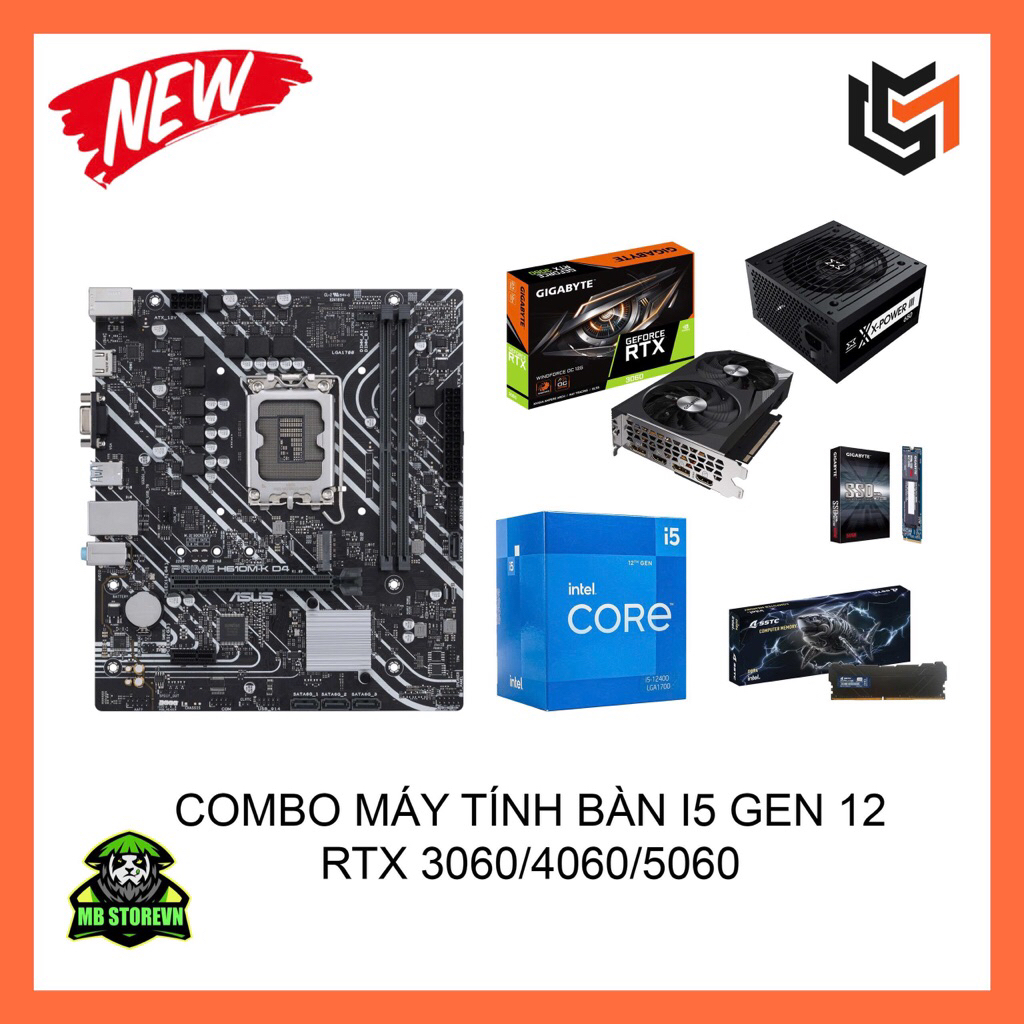 Combo PC Dựng Sẵn Cấu Hình I5 (H610| I5 12400F| 16GB| 512GB| 600W| RTX ...