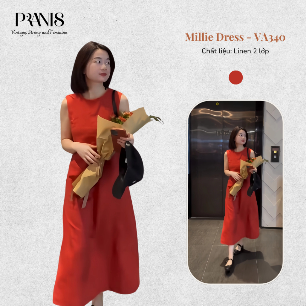 P'RANIS Váy suông linen dáng dài Millie Dress - VA340 | Shopee Việt Nam