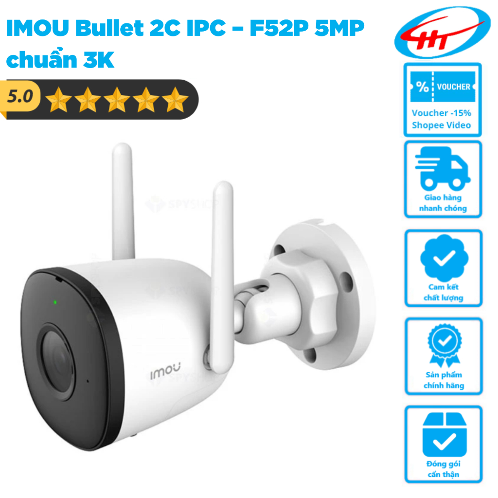 Camera ngoài trời IMOU Bullet 2C IPC – F52P 5MP chuẩn 3K - Hàng chính ...