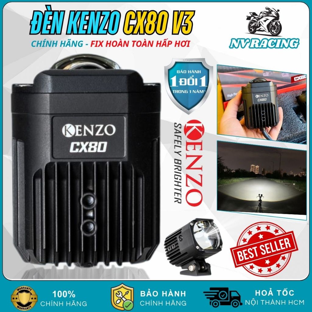Kenzo CX80 V3, Đèn Bi Cầu Trợ Sáng Kenzo CX80 Ver 3 60W Có Fan Tản ...