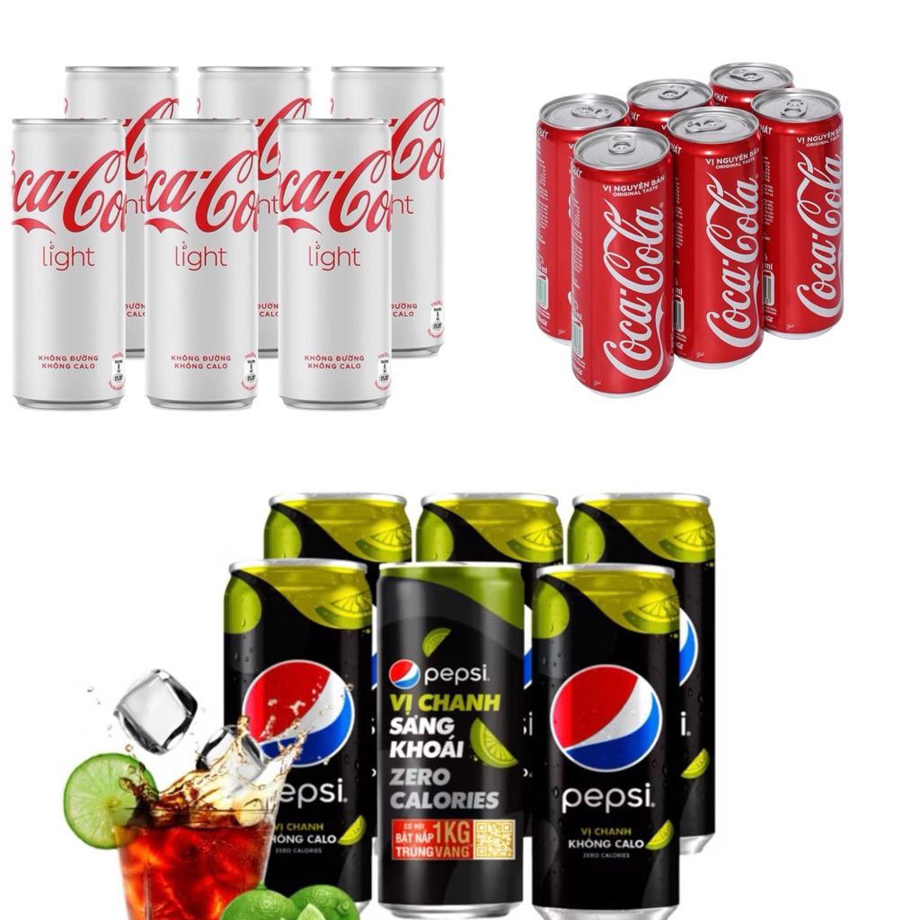 [Hoả Tốc] Lốc 6 Coca-Coca Light-Pepsi Chanh (330ml/ lon) | Shopee Việt Nam