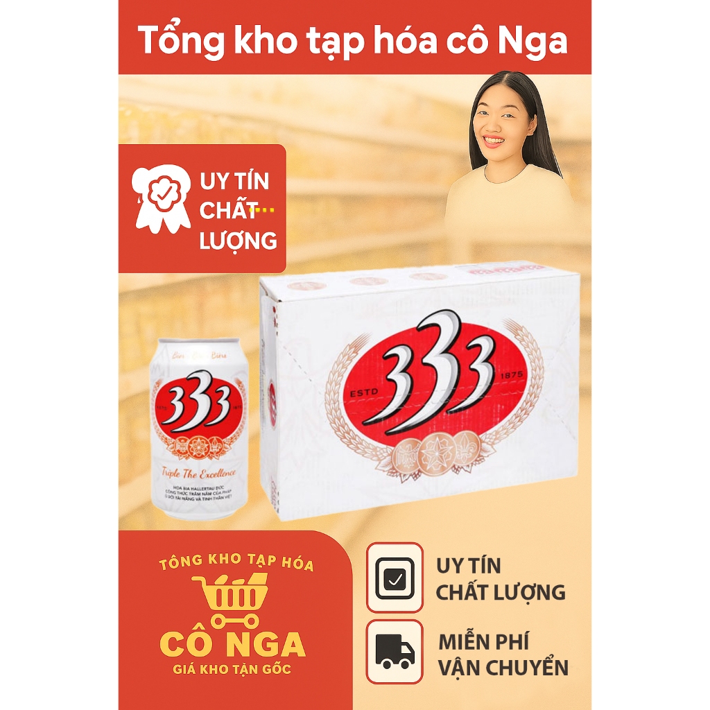 Bia 333 Thùng 24 Lon _ Lon 330ml lồng độ cồn 5,3% - Combo 6 Lon - Giá ...