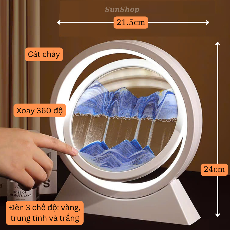 Tranh Đồng Hồ Cát 3D, Đèn LED Ngủ Xoay 360 Độ Xanh, Decor Hiện Đại Cho ...