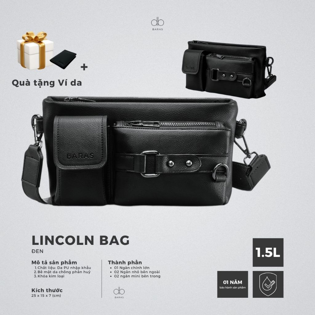 Túi đeo chéo nam LINCOLN BAG - BARAS - Túi da nam thời trang | Shopee Việt Nam