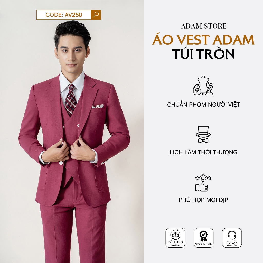 ÁO VEST NAM ADAM STORE ĐỎ TÚI TRÒN AV250 | Shopee Việt Nam