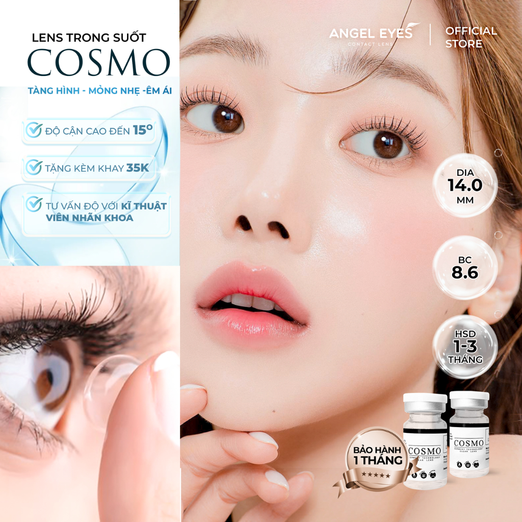 Lens cận Angel Eyes Cosmo trong suốt có độ từ 0 đến 15 độ | Kính áp ...