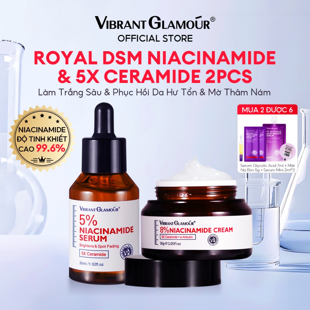 ROYAL DSM Niacinamide làm sáng 2PCS VIBRANT GLAMOUR 5% + 8% Niacinamide ...