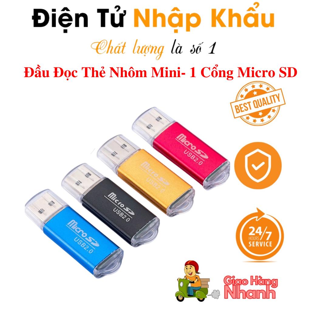 Đầu Đọc Thẻ Nhớ Mini 2.0/ Đầu Đọc Đa Năng - Hỗ Trợ Khe Cắm Micro SD, SD ...