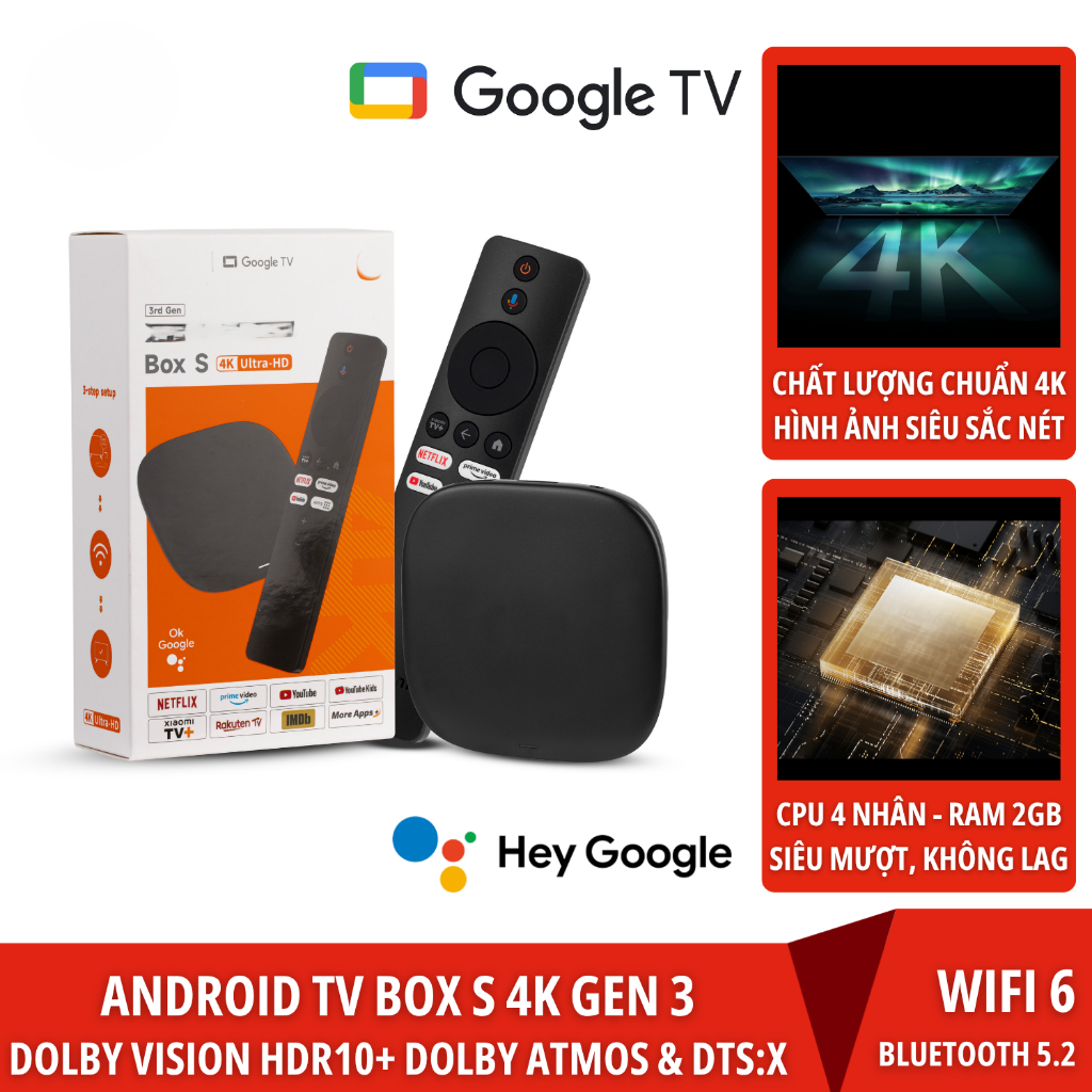Android TV MiBox S 3rd Gen 4K UHD với Google TV, Cortex-A55 | Shopee ...