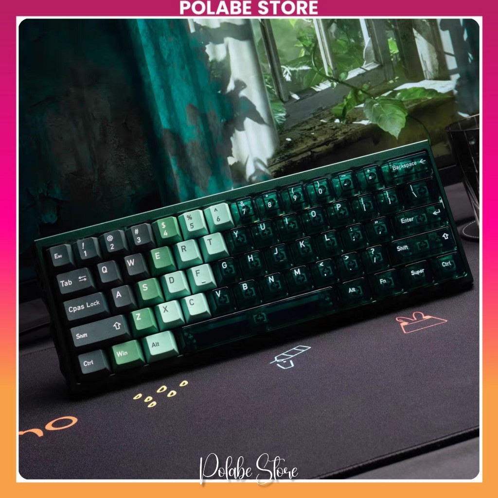 Keycap Crystal Green PC PBT Cherry profile PBT bàn phím cơ Polabe Store ...