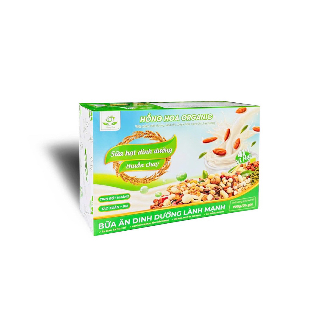 🌺 Combo 5 hộp SỮA HẠT DINH DƯỠNG THUẦN CHAY 41 VỊ HẠT HỒNG HOA ORGANIC 900g 36 gói | Shopee Việt Nam