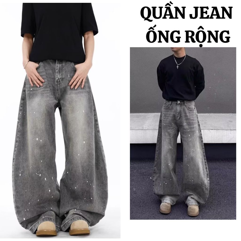 Quần Jean Nam FABUMAN Ống Rộng SUÔNG màu Xám chất bò CAO CẤP phong cách hottrend 2025 Bigsize ...