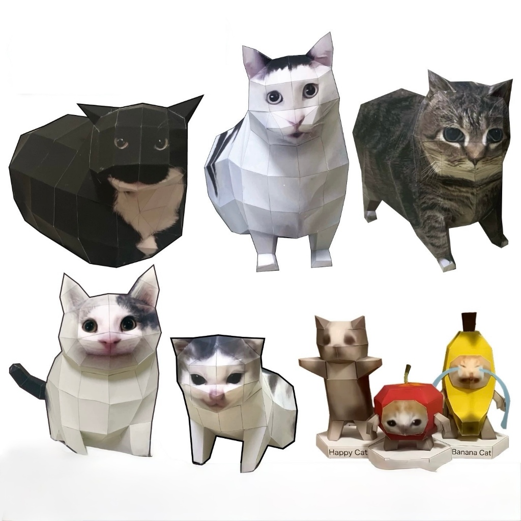 Papercraft Mèo U I A/Maxwell/Huh?/Apple/Banana/Happy/German Cat/Polite ...