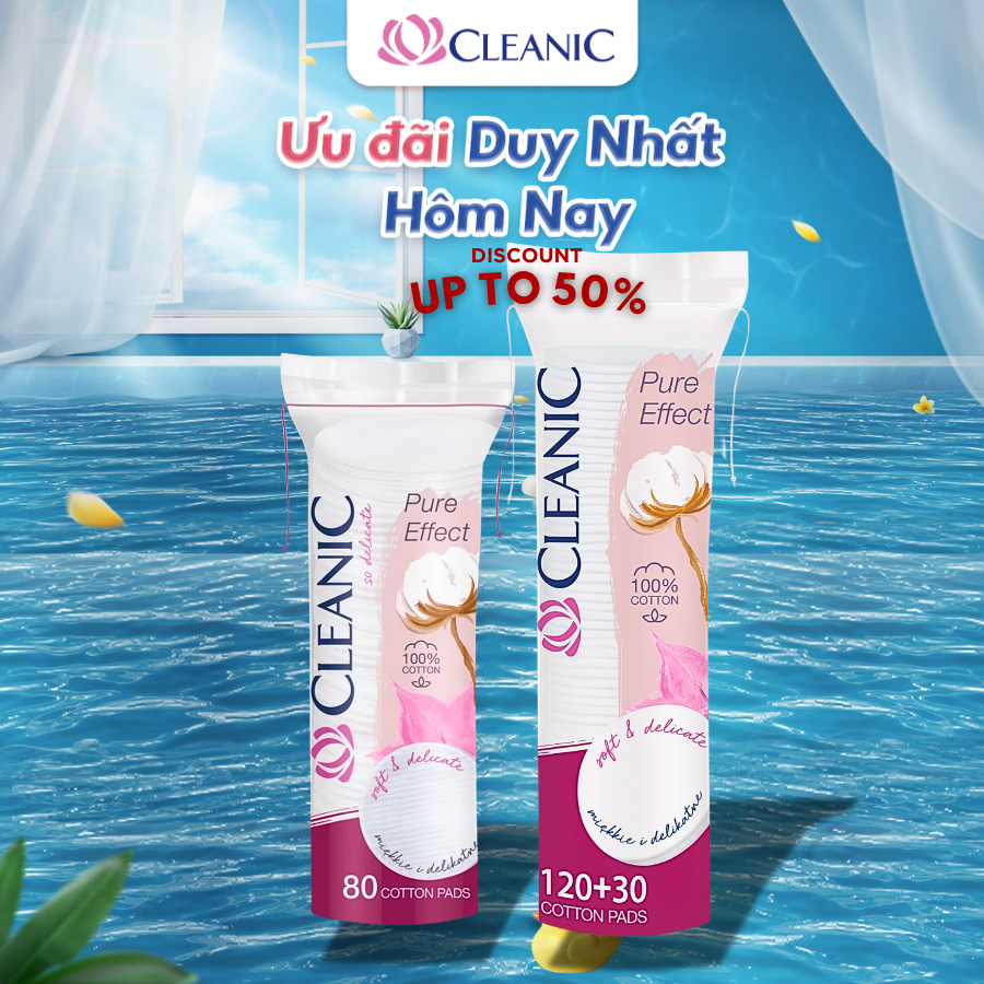 Bông Tẩy Trang CLEANIC 100% Cotton Tự Nhiên Soft And Comfort Cotton ...
