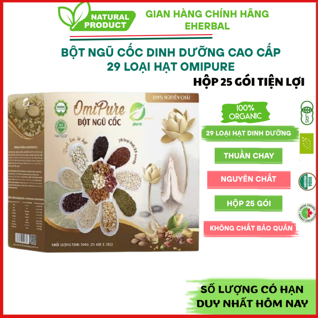 Bột Ngũ Cốc Dinh Dưỡng OmiPure (29 loại hạt) - Hộp 500gr (25 gói ...