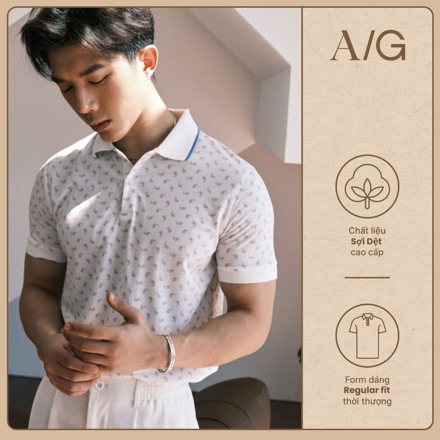 AGN39 Áo Polo Americus Gosani Cao Cấp Hoạ Tiết Nhỏ Màu Trắng | Shopee ...