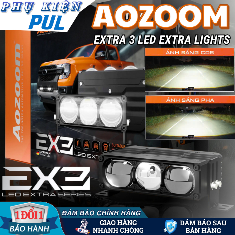 𝘼𝙊𝙕𝙊𝙊𝙈 𝙀𝙓𝟯, Đèn Bi Led 3 Mắt Aozoom EX3 Extra 95W, Nhiệt Màu 5000K Cho Xe Máy Và Ô Tô - BH 2 Năm ...