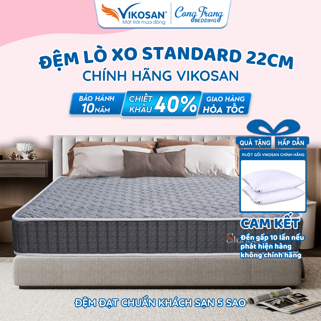 Đệm Lò Xo Standard VIP 22cm Cao Cấp Chính Hãng VIKOSAN - Nhiều Kích ...