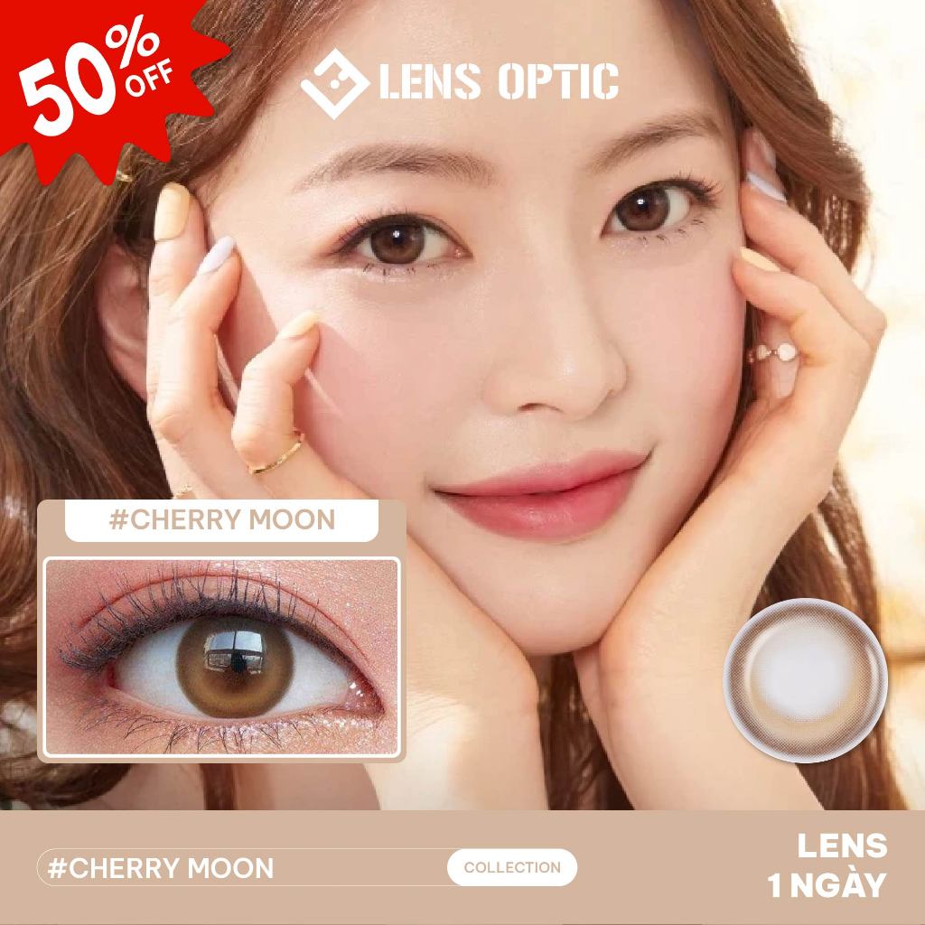 Kính áp tròng 24h cho mắt thở Cherry Moon brown, lens 1 ngày - Lens ...