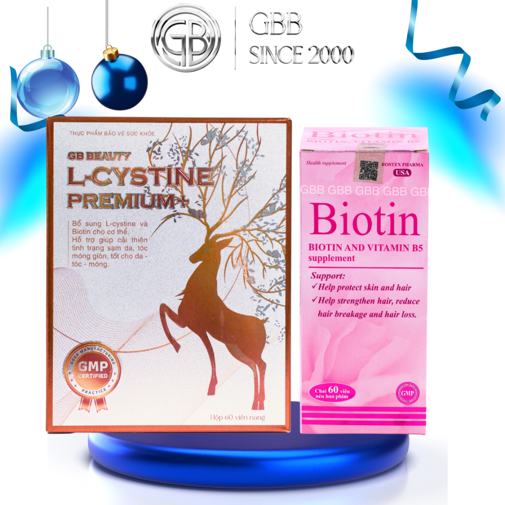 COMBO mọc tóc, đẹp da L cystine 500mg và Biotin( L cystine hộp 60 viên ...