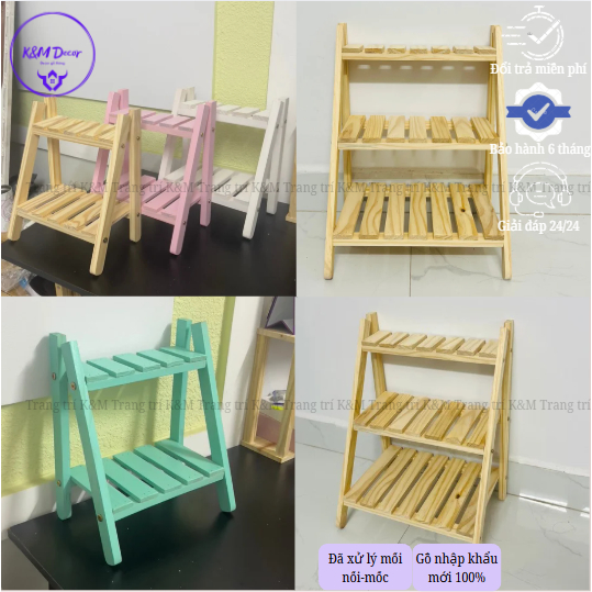 Kệ gỗ nhỏ, kệ mini, kệ để bàn 2 tầng D30xR18xC35cm và kệ 3 tầng gỗ ...