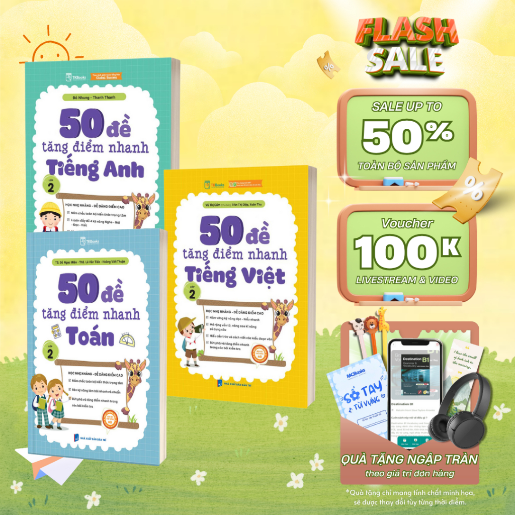 Sách - 50 Đề tăng điểm nhanh Toán, Tiếng Việt, Tiếng Anh Lớp 2 - Bài ...