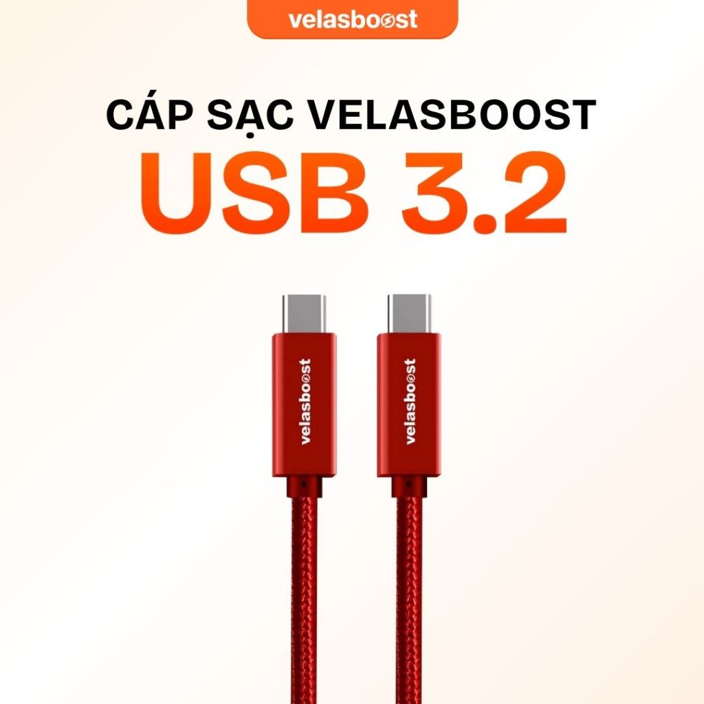 Dây cáp sạc nhanh C to C 100W velasboost USB 3.2, Truyền dữ liệu, Xuất ...