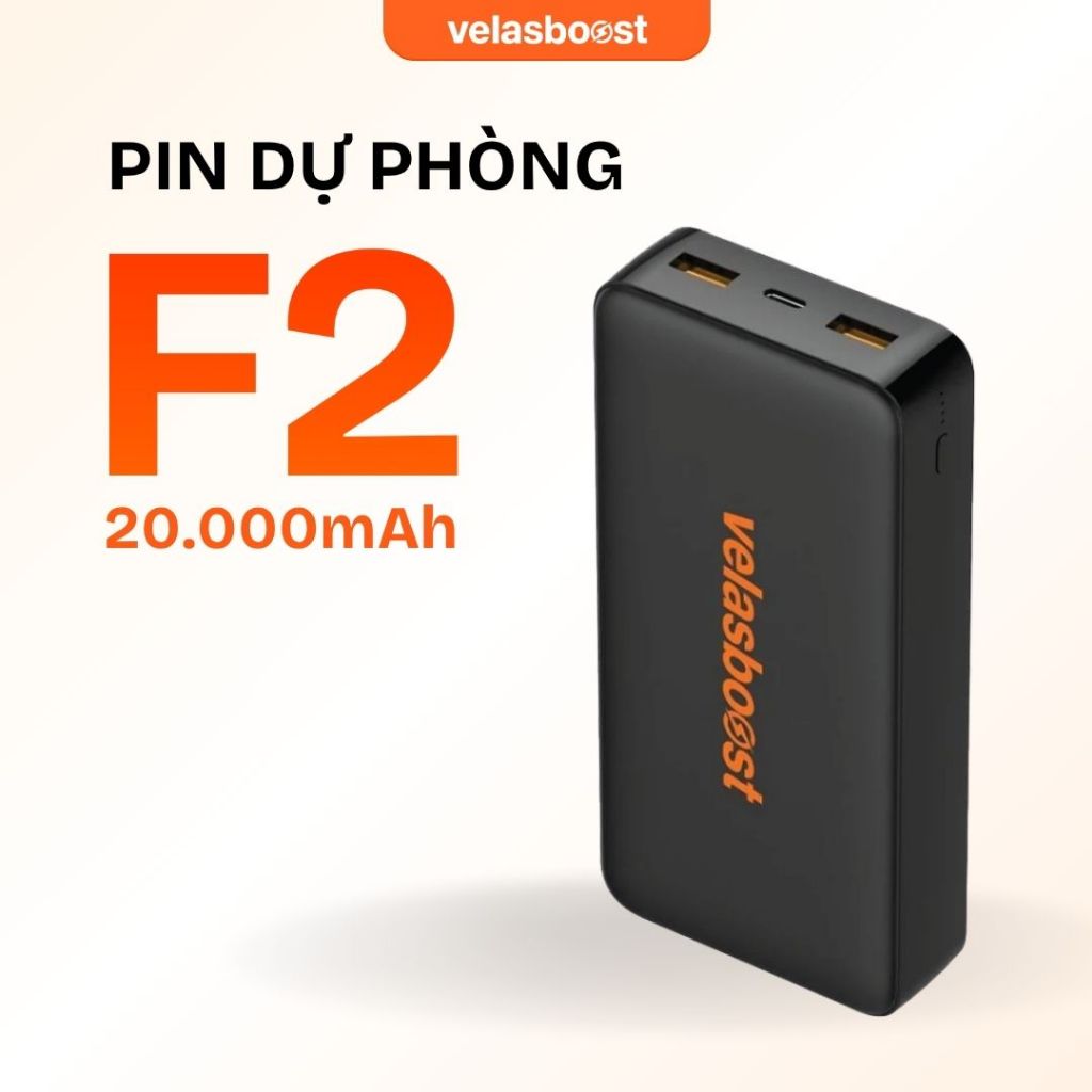 Pin sạc dự phòng 20.000 mAh F2 velasboost, Sạc nhanh, Nhiều cổng, Cục ...