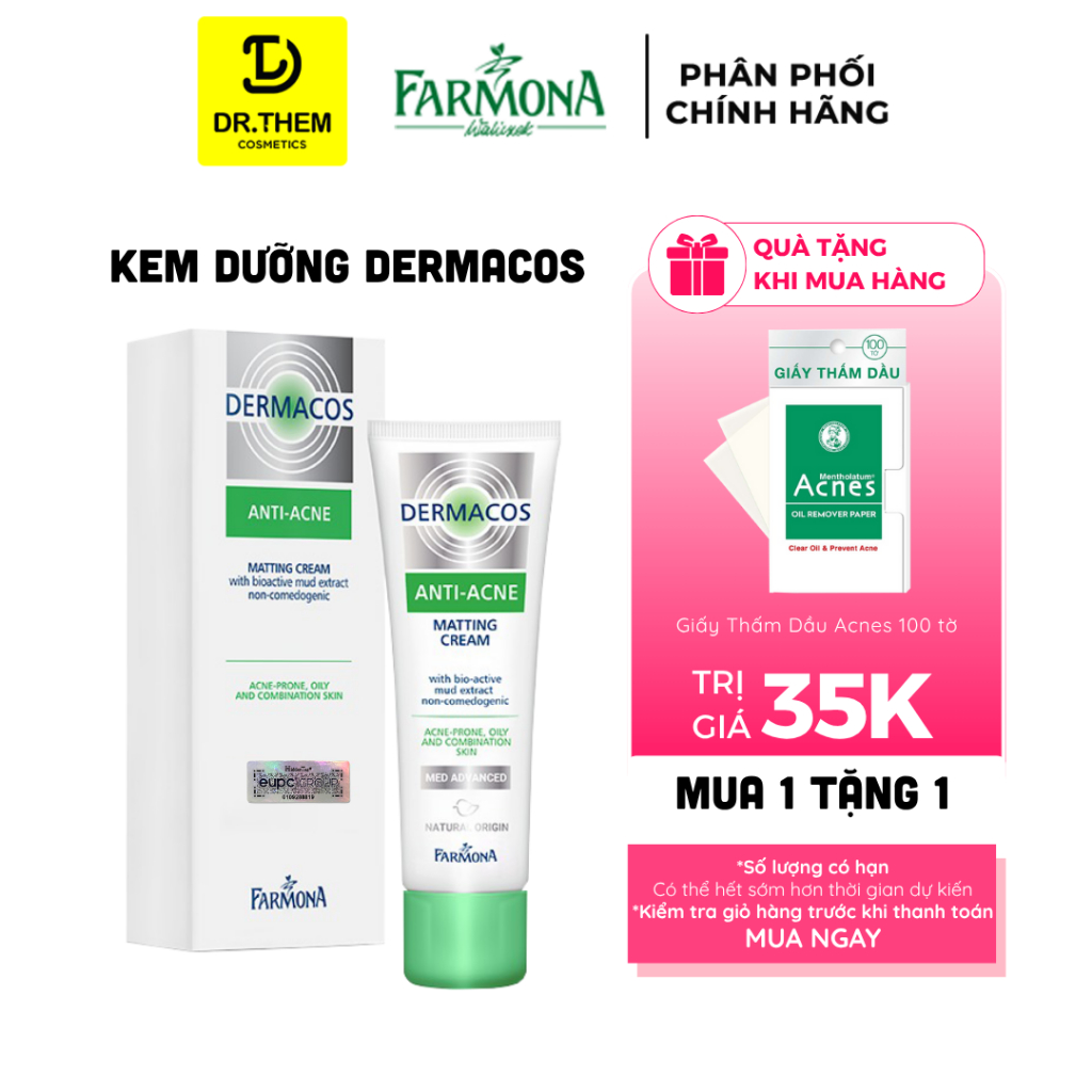 Dermacos Kem Dưỡng Giảm Bóng Nhờn, Ngừa Mụn Farmona Dermacos Anti Acne ...